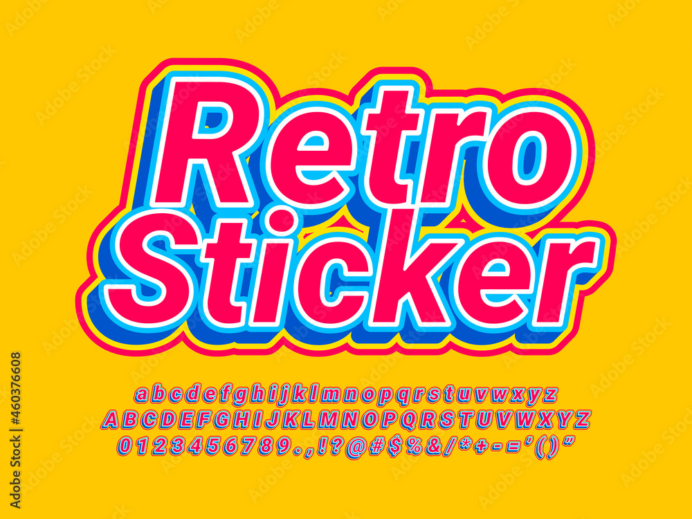 Retro Sticker Old Poster Style Text Effect Stock Vector | Adobe Stock