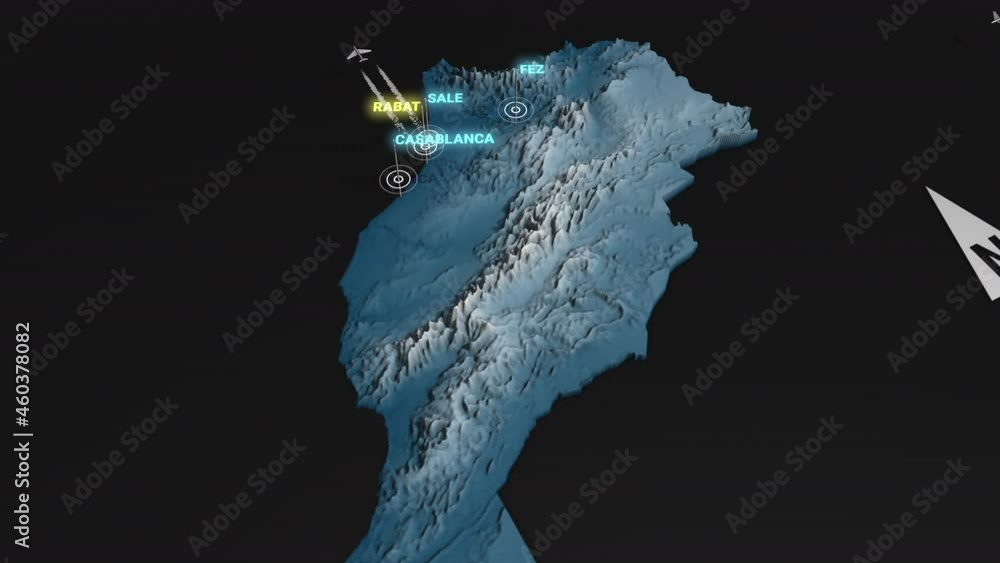 Seamless looping animation of the 3d terrain map at nighttime of ...