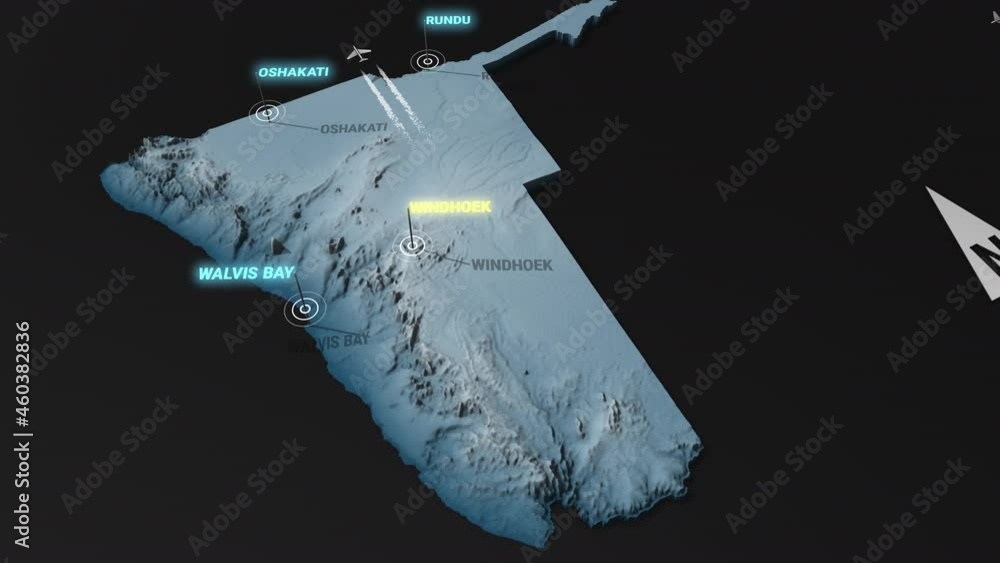 Seamless looping animation of the 3d terrain map at nighttime of ...