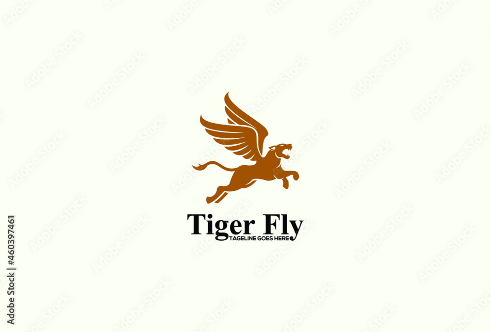 tiger fly leopard jump flying logo exclusive design inspiration Stock ...