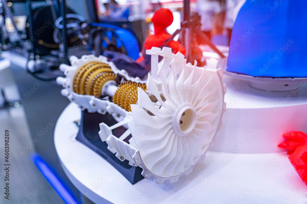3d printed jet engine scale model. High bypass aircraft turbofan ...