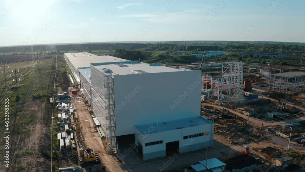 A construction new modern plant with production workshops ...