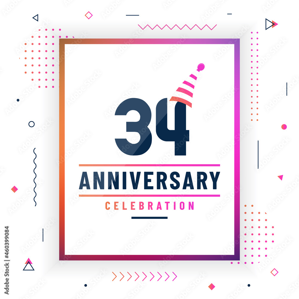 34 years anniversary greetings card, 34 anniversary celebration ...