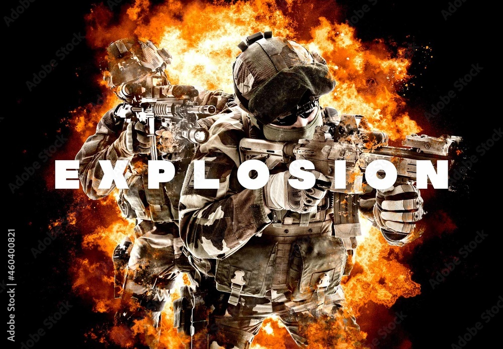 Explosion Photo Effect Mockup Stock Template | Adobe Stock