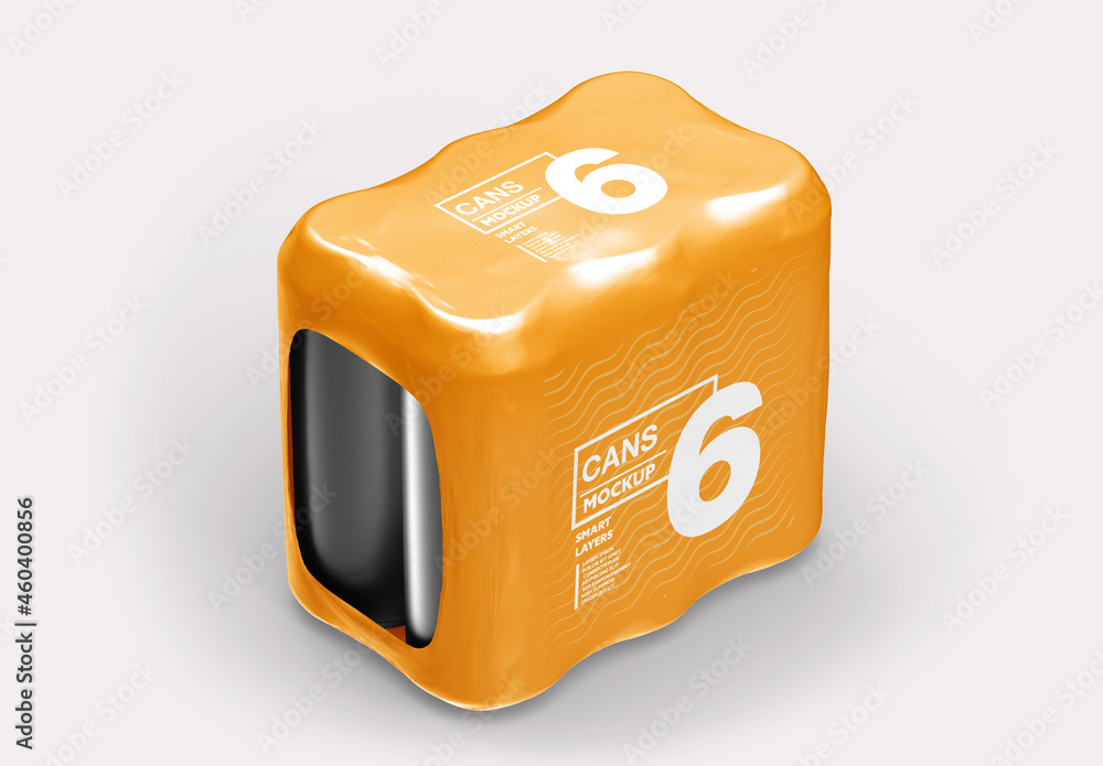 6 Cans Pack Mockup Stock Template | Adobe Stock