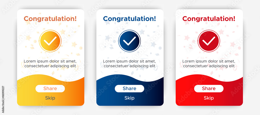 Set of Modern congratulations pop up banner with flat design on white ...