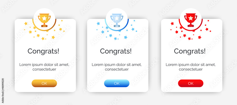 Set of Modern congratulations pop up banner with flat design on white ...