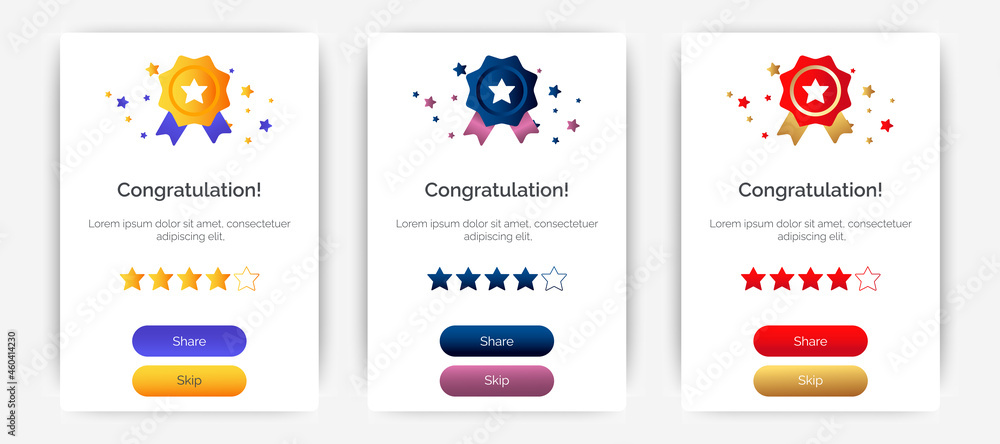 Set of Modern congratulations pop up banner with flat design on white ...