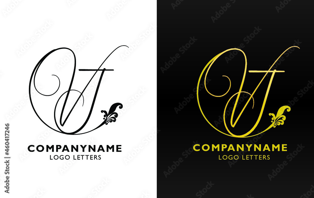 V Initial Letter, Logo with elegant font. Vector template circular Logo ...