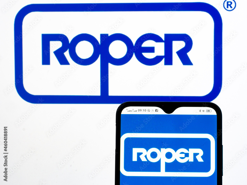 In this photo illustration Roper Technologies, Inc. logo seen displayed ...