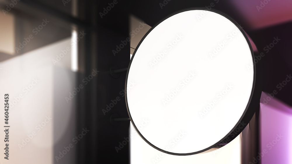A mockup of a shop sign in a circular shape.Signboard for logo ...