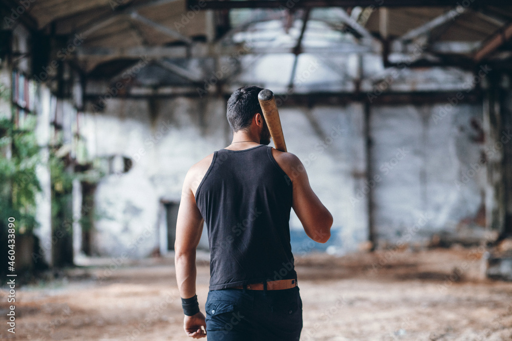 Handsome Brutal Hooligan with a Baseball Bat Stock Photo | Adobe Stock