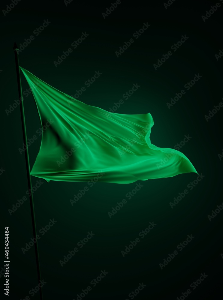 Abstract Green Flag 3D Render (3D Artwork) Stock Illustration | Adobe Stock
