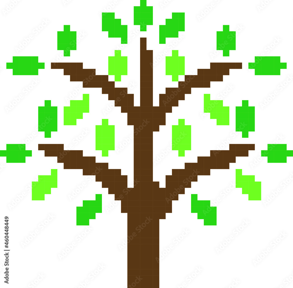 Tree Pixel art. vector illustration. Stock Vector | Adobe Stock