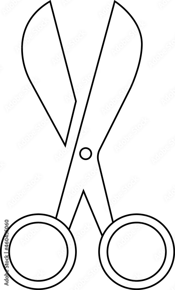 Scissors Cut Vector isolate simple art. Black and white. White ...