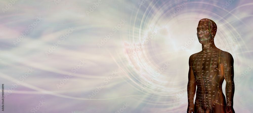 Acupuncture Model Message Banner - a flowing vortex energy background ...