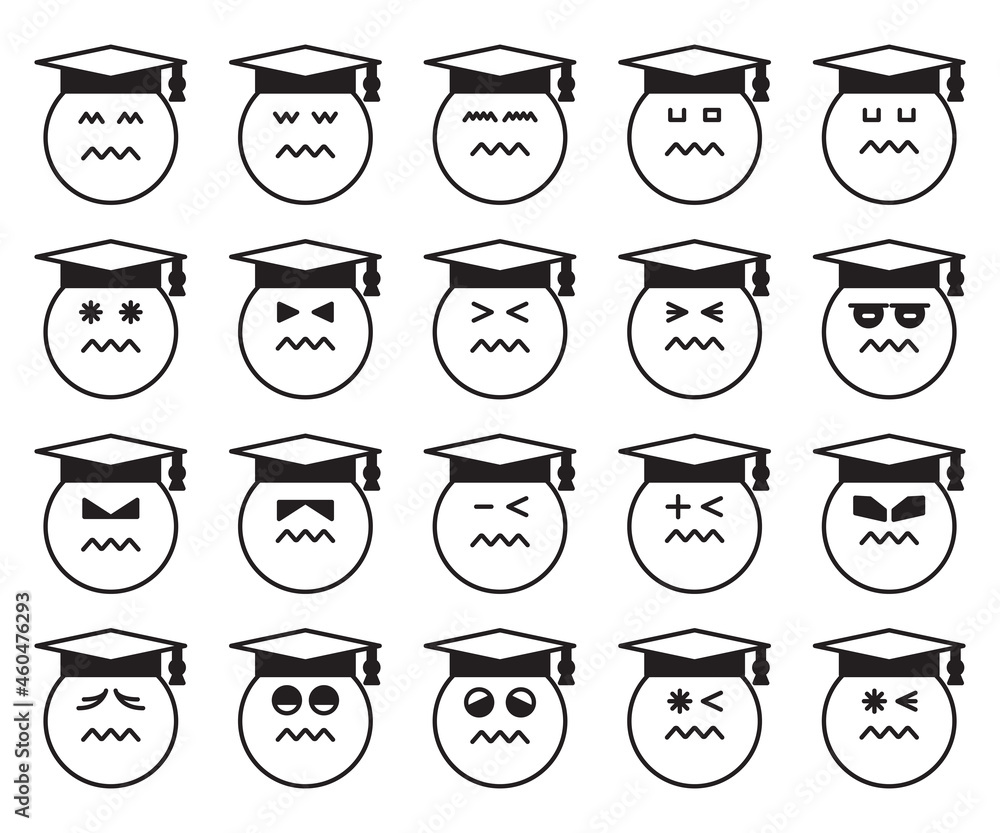 graduated student face emoji set vector Stock Vector | Adobe Stock
