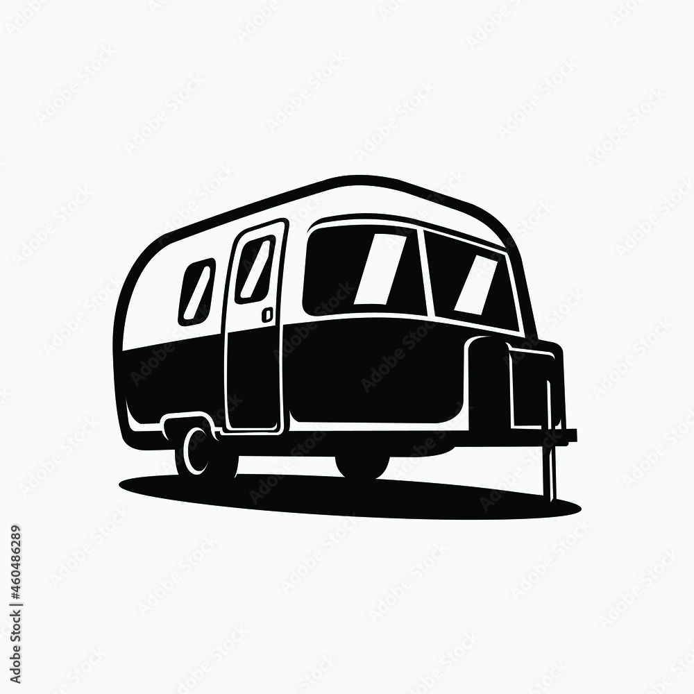 Vintage classic caravan camper vector illustration isolated Stock ...