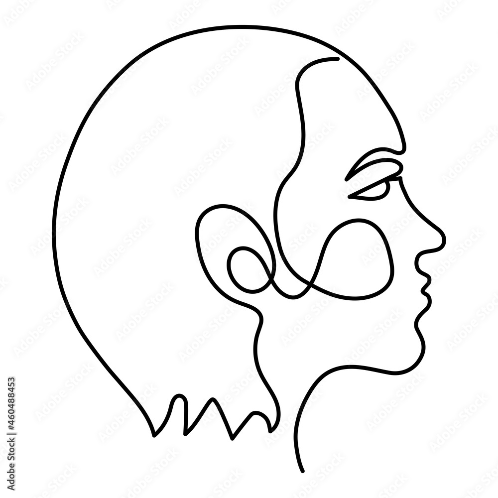 One line art face, modern contemporary minimalist abstract woman ...