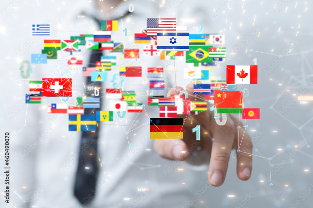 World map with all states and their flags,3d render. Stock Photo ...