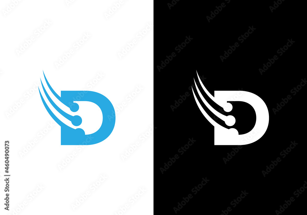 Initial D letter with Technology Logo And sign Design Stock Vector ...