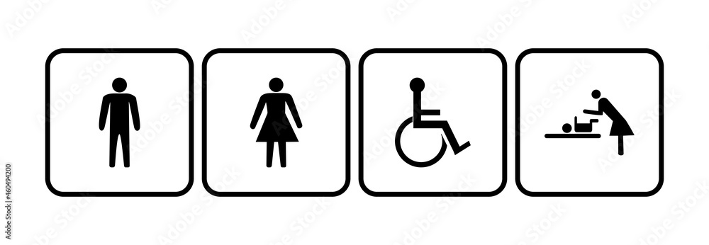 changing room icon set, toilet icon set, changing room and toilet sign ...