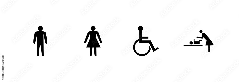 changing room icon set, toilet icon set, changing room and toilet sign ...