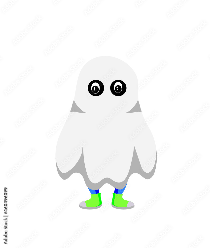 cartoon illustration of a child wearing a ghost costume Stock Vector ...