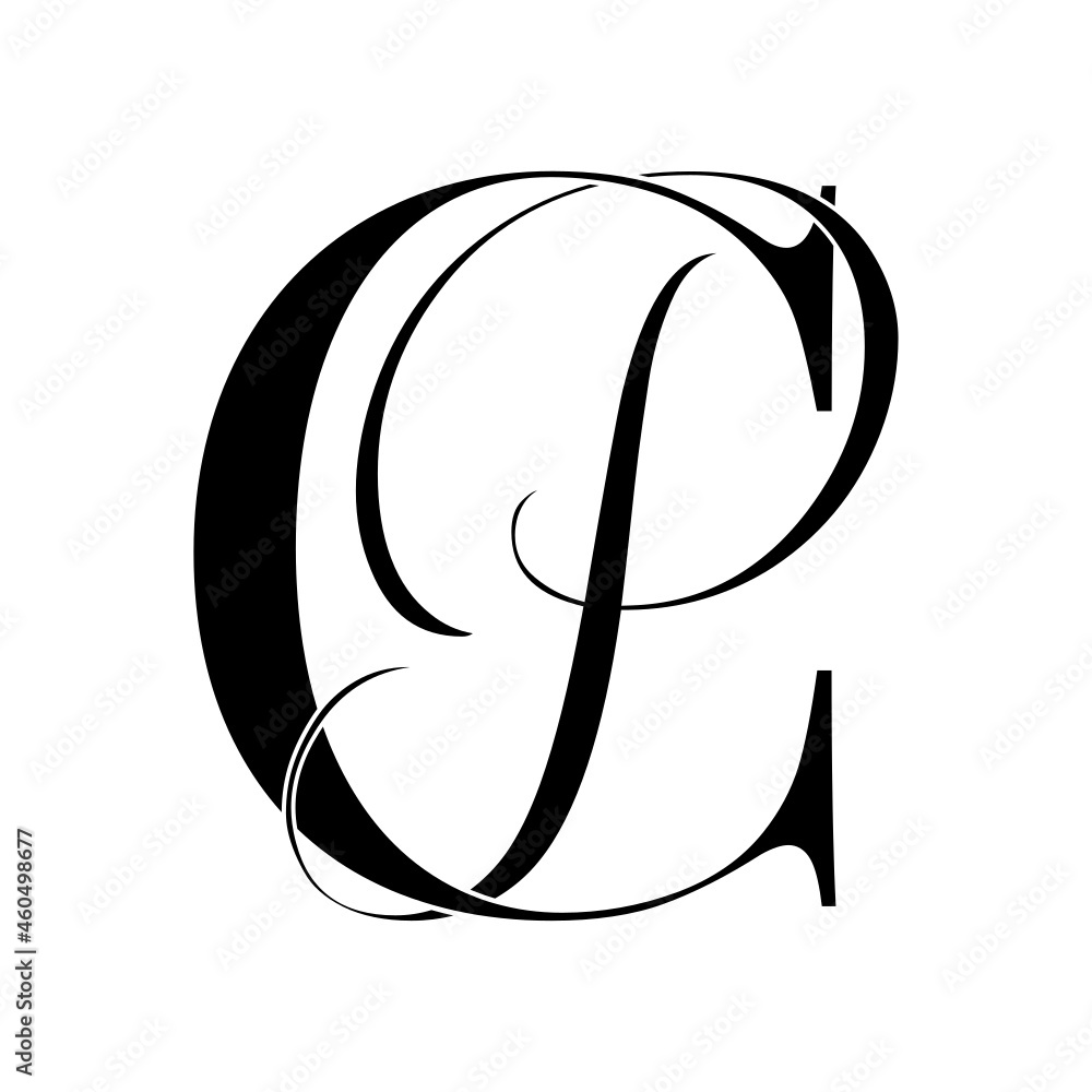 cp, pc, monogram logo. Calligraphic signature icon. Wedding Logo ...