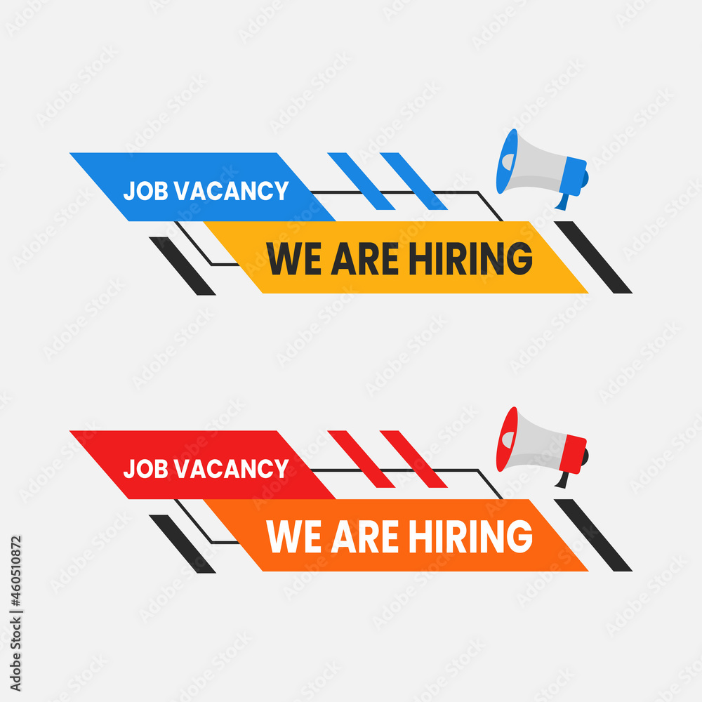 job vacancy and we are hiring banner with megaphone, chair vector ...