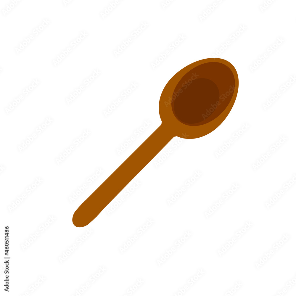 Wooden spoon. Kitchen utensils for food. Flat cartoon illustration ...