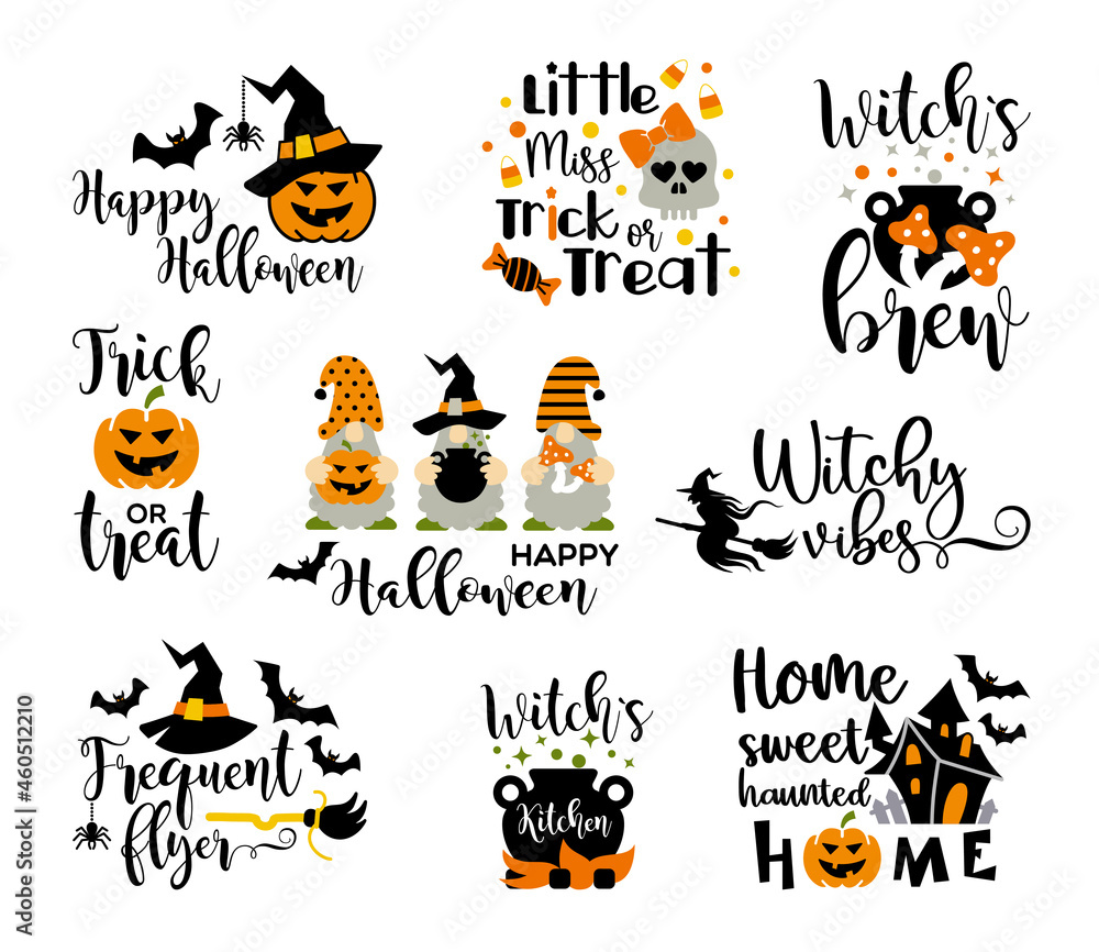 Halloween popular slogan inscriptions. Vector quotes. Illustration for ...