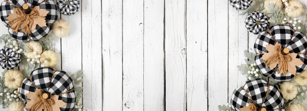 Modern farmhouse fall double border over a white wood banner background ...