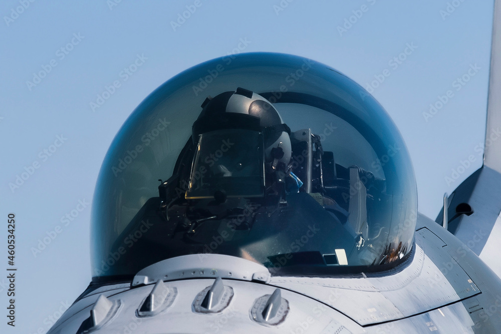 Combat pilot in fighter jet cockpit Stock Photo | Adobe Stock