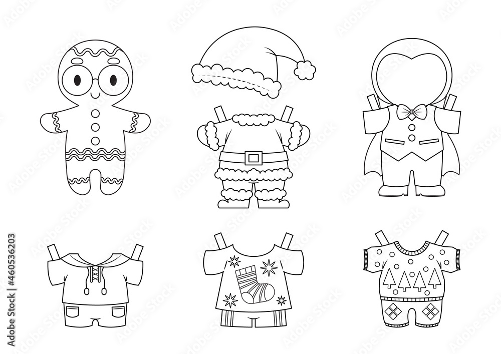 Gingerbread dress up paper toy. Cute gingerbread paper doll with ...