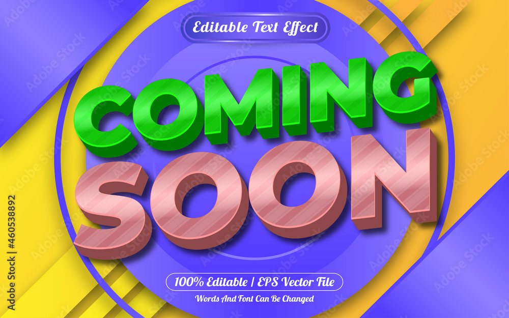 Editable text effect coming soon template style Stock Vector | Adobe Stock