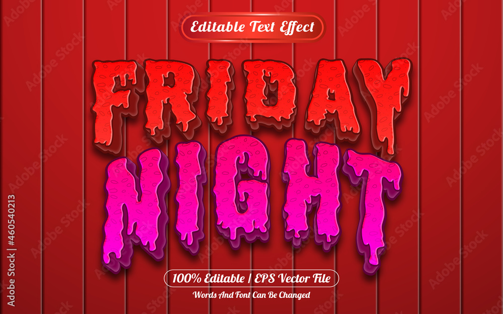 Friday night editable text effect template style Stock Vector | Adobe Stock