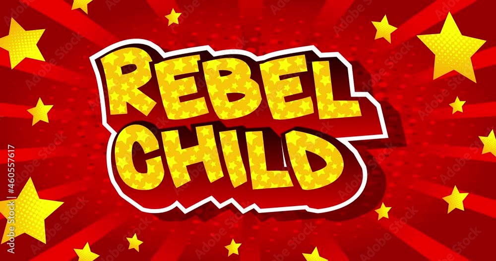 Rebel Child. Motion poster. 4k animated Comic book word text moving ...