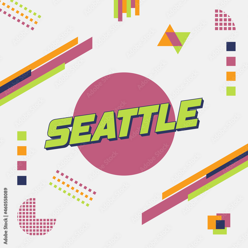 Poster and banner design of typography seattle USA with circle shape on ...