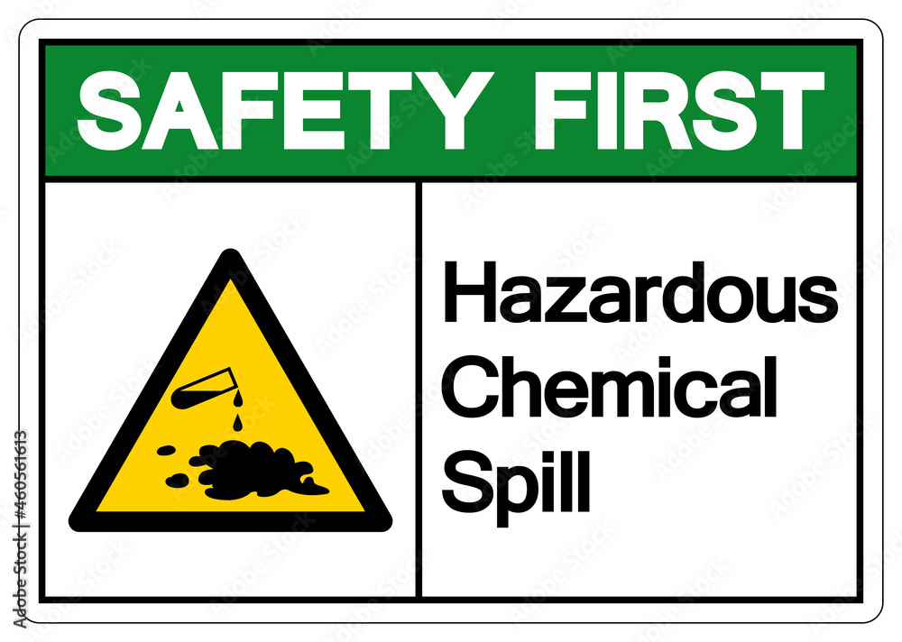 Safety First Hazardous Chemical Spill Symbol Sign ,Vector Illustration ...