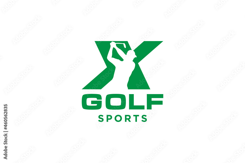 Alphabet letter icon logo X for Golf logo design vector template ...