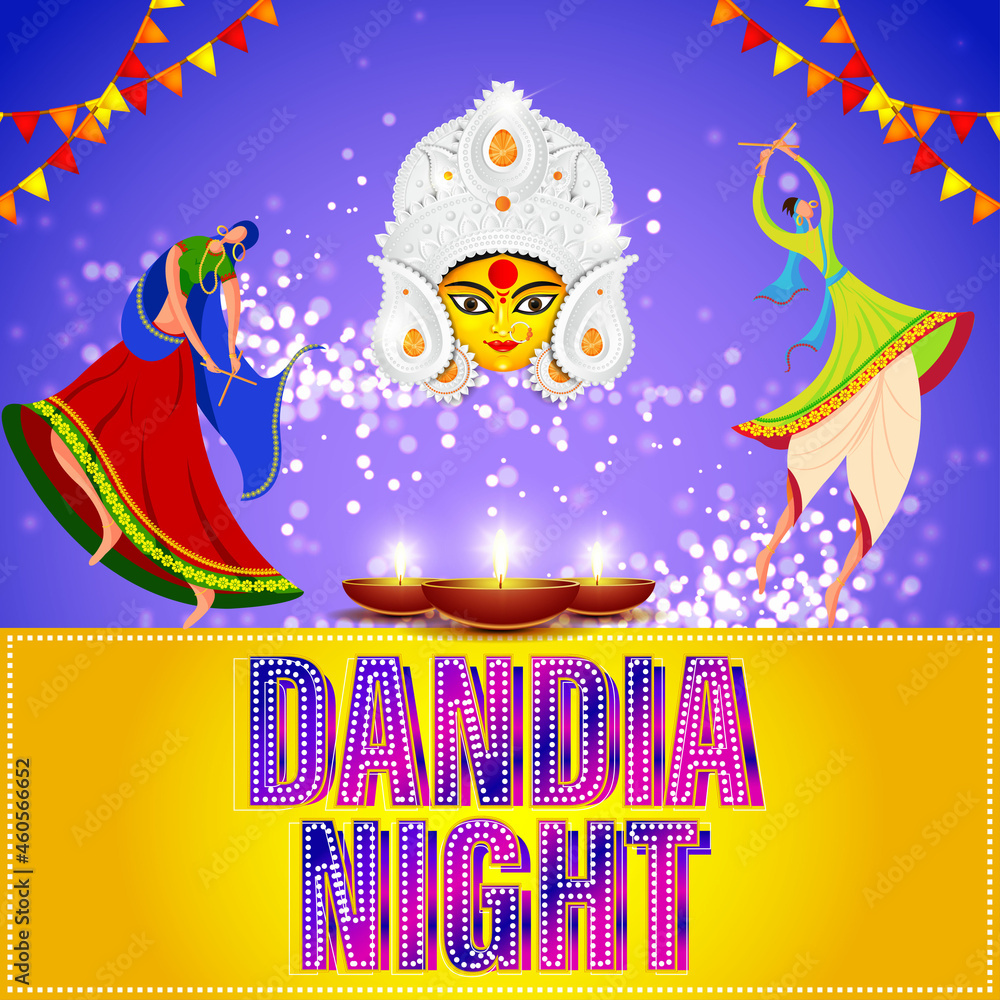 vector illustration for Indian festival Dandiya night. illustration is ...