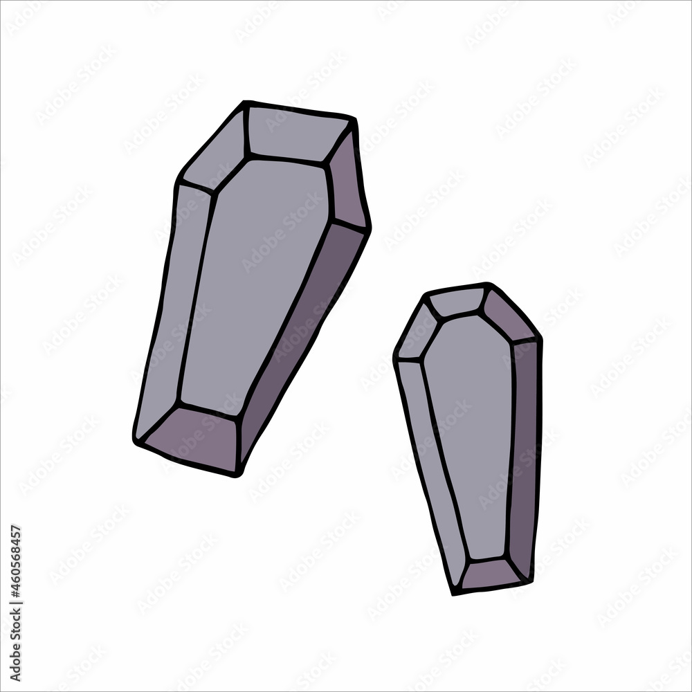Vector doodle coffin set. Outline coffin isolated on white background ...