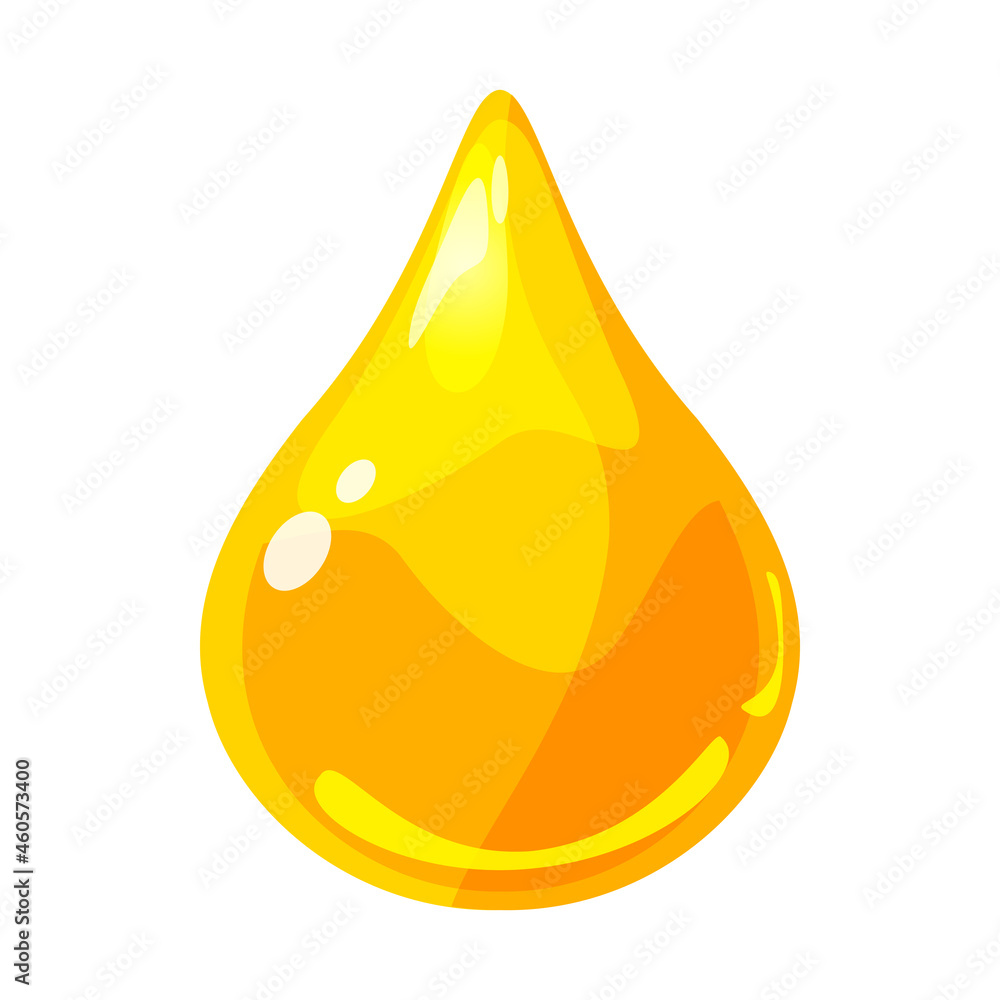 Drop yellow shiny glossy colorful game asset. Aqua, jelly, oil, crystal ...