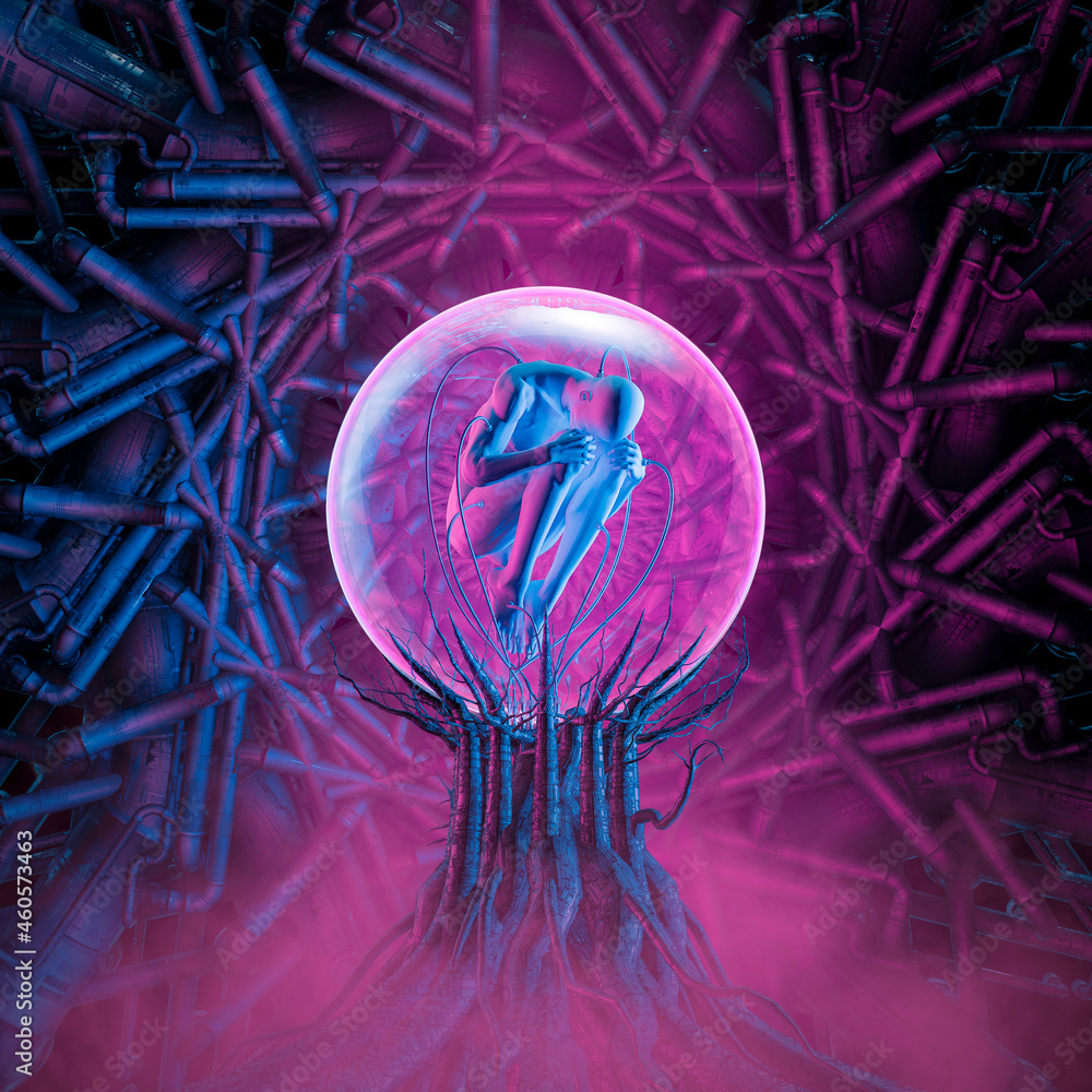 Seed of life clone pod - 3D illustration of science fiction scene ...