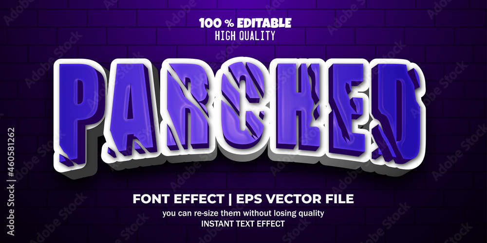 editable font effect. cracked text style Stock Vector | Adobe Stock