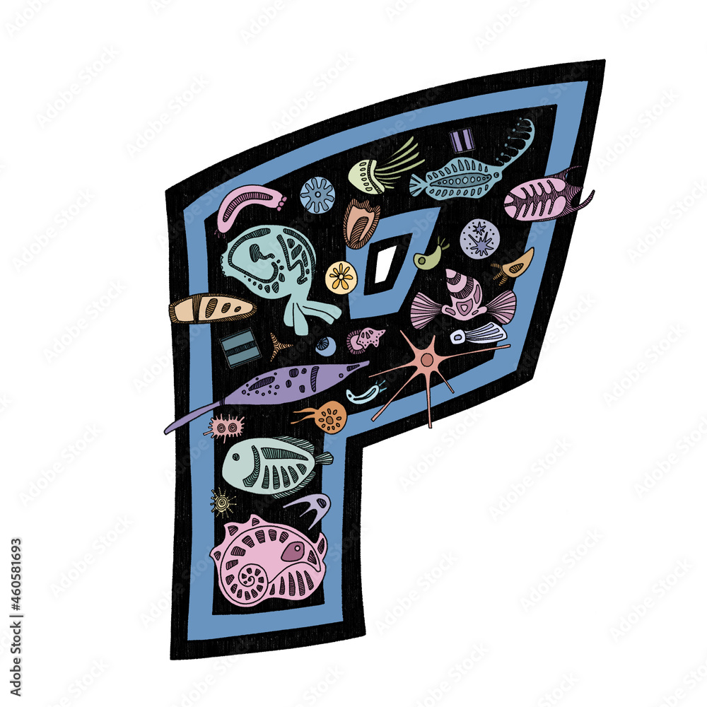 Letter P is part of the alphabet creative font. Black-white letter with ...