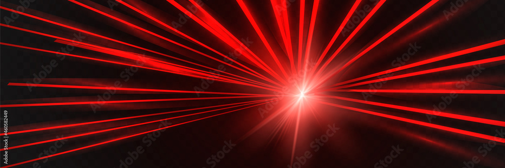 Abstract red laser beam. Transparent isolated on black background ...