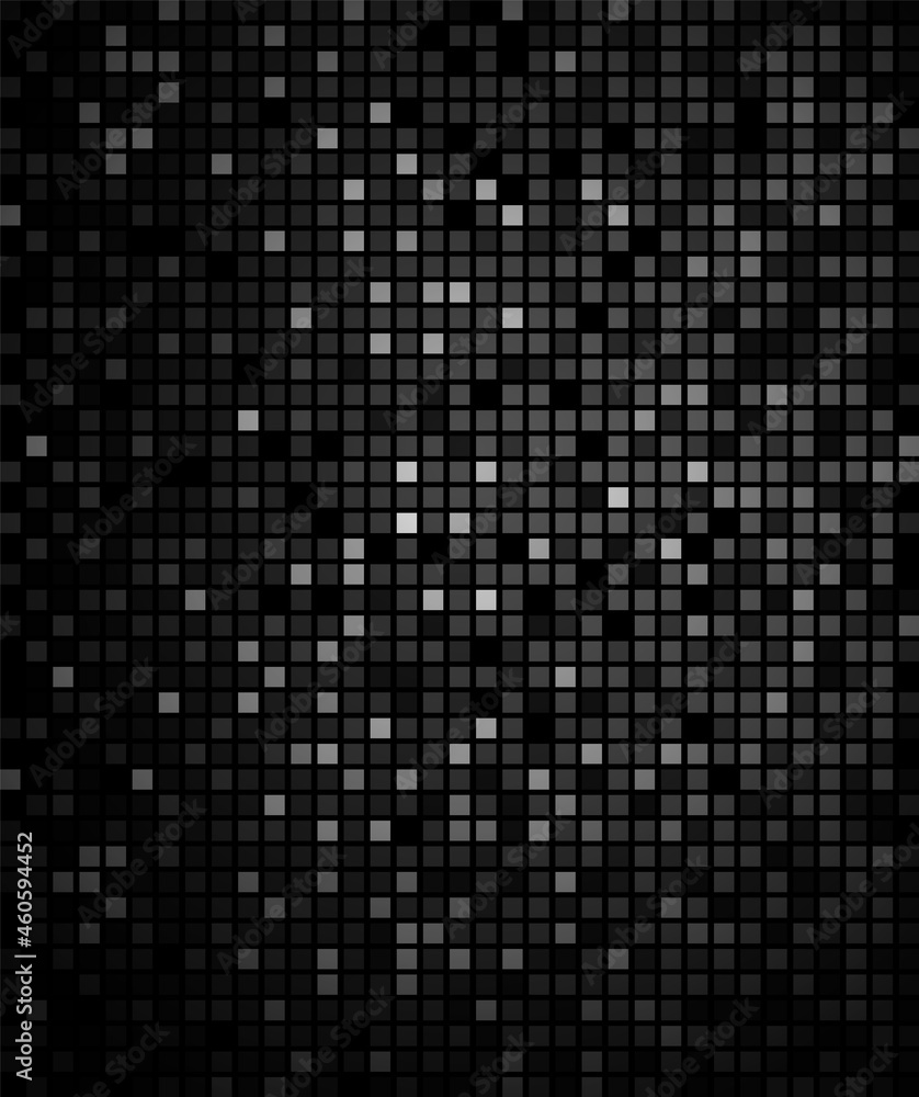 Pixel textured mosaic, dark black background, vector illustration 10eps ...