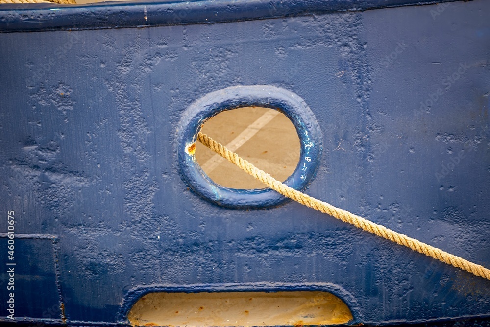 mooring chocks through which a rope or chain passes at the bow of a ...